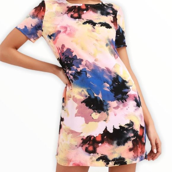 Lulus | Dresses | Luluscamaraderie Blush Print Shift Dress | Poshmark